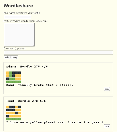 GitHub - ratfactor/wordleshare: A zero-security old-school CGI Wordle ...